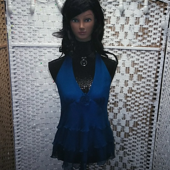 Spenser Jeremy | Tops | Spenser Jeremy Blue Silk Chiffon Tank | Poshmark